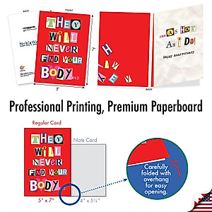 NobleWorks - Funny Anniversary Greeting Card - Romantic Spouse Humor, Married Couples Anniversary Notecard - Never Find Your Body 5456Z