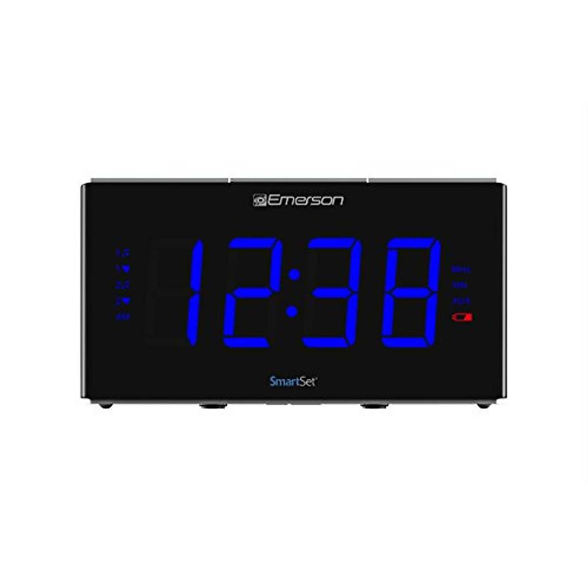 Emerson Smartset Sound Therapy Alarm Clock Radio with White Noise/Nature Sounds 1.8" LED Display Black/Blue, ER100105