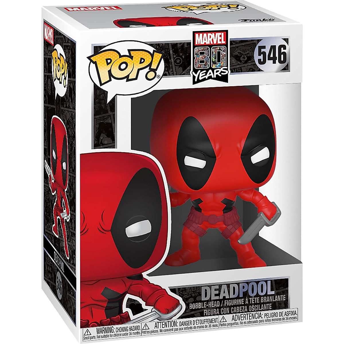 POP Marvel: First Appearance - Deadpool Funko Pop! Vinyl Figure (Bundled with Compatible Pop Box Protector Case), Multicolor, 3.75 inches
