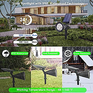 Clordeal Green Solar Spotlight, 2 in 1 Solar Powered LED Landscape Lights Outdoor, Waterproof 4 LED Solar Tree Uplight Garden Decorative Lighting (Green)