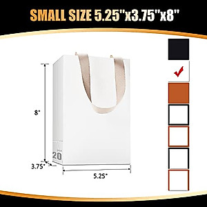 YACEYACE White Gift Bags with Handles, 20Pcs 5.25"x3.75"x8" Small White Paper Gift Bags with Handles Bulk, White Kraft Paper Bags White Paper Shopping Bags with Handles