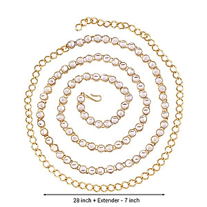 Aheli Ethnic Kundan Waist Chain Kamar Patta Faux Stone studded Belly Chain Indian Traditional Saree Belt Wedding Party Wear Fashion Jewelry for Women