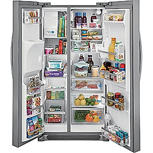 Frigidaire GRSS2652AF 36" Gallery Series Freestanding Side by Side Refrigerator with 25.6 cu. ft. Capacity, 3 Glass Shelves, Crisper Drawer, Ice Maker, Energy Star Certified in Stainless Steel