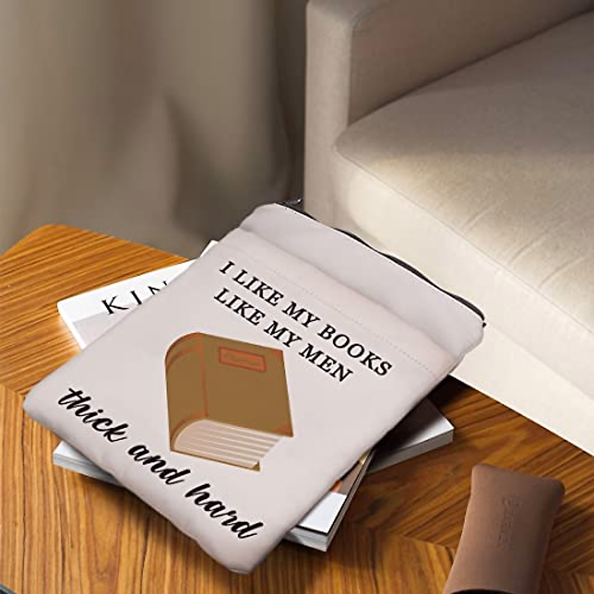 MAOFAED Naughty Book Sleeve I Like My Books Like My Men Thick and Hard Book Lover Gift for Girls (Thick and Hard)