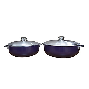 IMUSA USA 2 Piece Purple Caldero (Dutch Oven Set with Aluminum Lid (4.4Qt, 6.9Qt) Oven Safe