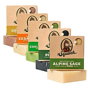 Dr. Squatch All Natural Bar Soap for Men, 5 Bar Variety Pack - Aloe, Cedar Citrus, Gold Moss, Pine Tar and Alpine Sage