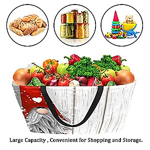 LORVIES Large Rectangular Baskets for Storage, Elves Nordic Christmas Standing White Wooden Wall in Snow Closet Storage Bins