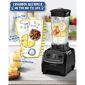 CRANDDI Professional Blender,1500 Watt Commercial Blenders for Kitchen with 70oz BPA-Free Pitcher and Self-Cleaning, Countertop Blenders for Shakes and Smoothies, Build-in Pulse, YL-010-B