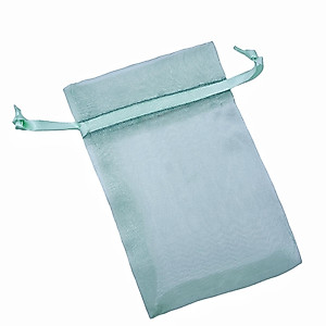 QIANF 20 Pcs 8x12 Light Green Sheer Organza Gift Bags with Drawstring, Large Mesh Pouch Goodie Bags Candy Jewelry Wedding Party Favor Bags Gift Wrapping Supplies