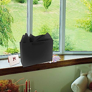 yacool Black Gift Bag 11" x 3" x 8" with Greeting Card, Sticker and Tissue Paper for Birthday, Valentine, Party, Baby Shower, Girls, Boys