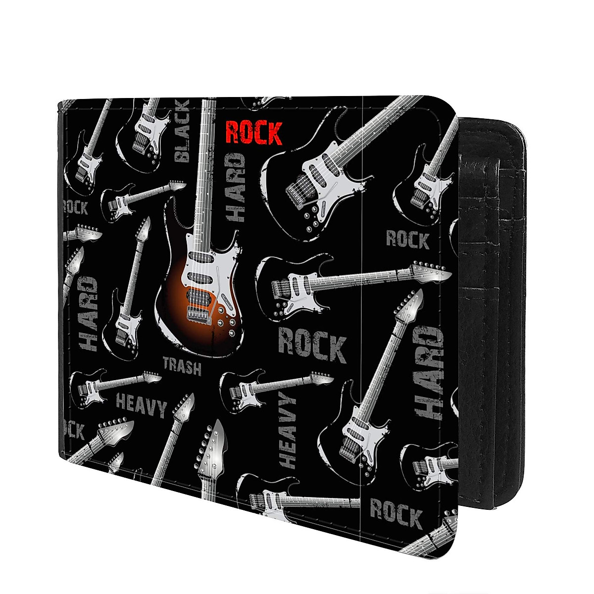 Ztion Unique Desige Pattern - Rock Guitar background, Slim Front Pocket Wallet Billfold RFID Blocking