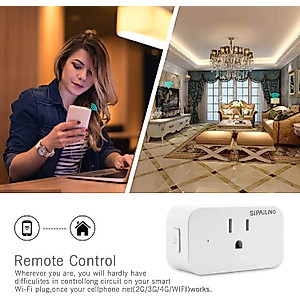 APP Updated SIPAILING 15A WiFi Smart Plugs Outlets, Mini Smart Socket Compatible with Alexa Echo Google Home, no hub Required -Timer Scene Setting Function(1pcs)