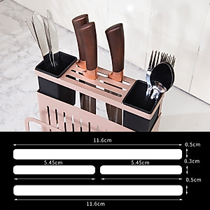 5 in 1 Knife Holder, Toooi Multifunctional Wall Mount Knife Blocks, Cutting Board Pot Lid Holder Countertop Organizer, Kitchen Storage Accessories, Tableware Flatware Caddy Utensil Holder, Pink