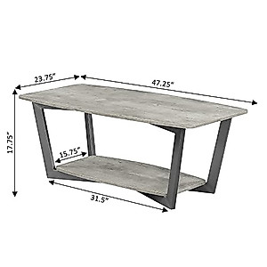 Convenience Concepts Graystone Coffee Table, Faux Birch / Slate Gray Frame
