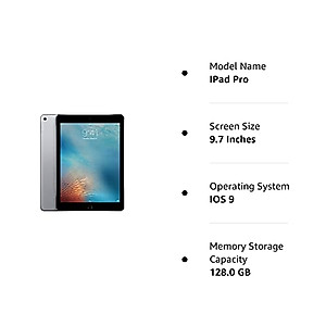 Apple iPad Pro 9.7-inch (128GB, Wi-Fi, Space Gray) 2016 Model - (Renewed)