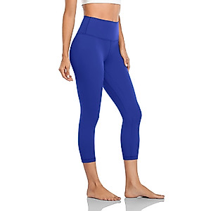 HeyNuts High Waisted Yoga Capris Leggings for Women, Buttery Soft Workout Cropped Pants Compression 3/4 Leggings 21'' Sapphire Blue S(4/6)