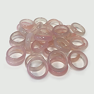 Pink Agate Gemstone 6mm Unisex Band Ring Size 7.5