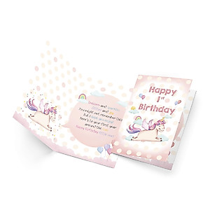 Prime Greetings First (1st) Birthday Card, Made in America, Eco-Friendly, Thick Card Stock with Premium Envelope 5in x 7.75in, Packaged in Protective Mailer