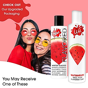 Wet Water-Based Flavored Lube for Men, Women & Couples, 3 Fl Oz (Juicy Watermelon) - Long-Lasting Premium Personal Lubricant Safe to Use with Latex Condoms - Gluten Free & Sugar Free
