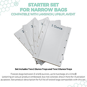 Magnetic Breastmilk Freeze Flat Trays - Breastpump Accessory to Freeze Breast Milk Storage Bags Flat - (for Lansinoh, Up&Up, & Avent, Starter Set (2-6oz))