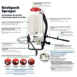 SOLO 425 4-Gallon Piston Backpack Sprayer, Wide Pressure Range up to 90 psi