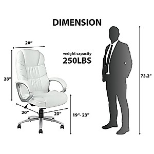 Ergonomic Office Chair, Height Adjustable Pu Leather Office Chair with Padded Armrests and Lumbar Support, 250 Lbs Heavy Duty Swivel Desk Chair Computer Chair for Men Women, Desk Chairs with Wheels