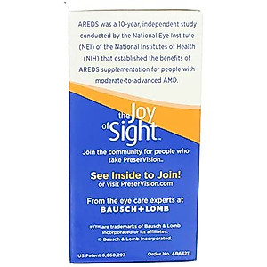 Bausch & Lomb PreserVision Eye Vitamin and Mineral Supplement, Lutein, 120 Soft Gel Formula (Pack of 1)