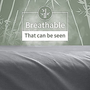 Shilucheng 100% Cooling Bamboo_ Sheets Set- King Size 1800 Thread Count Soft Bed Sheets,16 Inch Deep Pocket,Breathable,Comfortable and Pilling Resistant -4PC(King,Dark Grey)