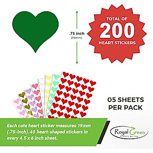 Royal Green 19MM (3/4") Hearts Sticker Envelope Seals Love Decorative Crafting and Scrapbooking Labels in Blue - 200 Pack