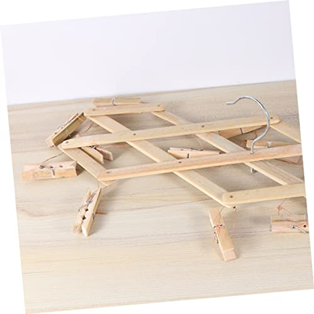 Alipis Folding Drying Rack Hangers for Clothes Dish Drying Rack Foldable Socks Hook Dryer Windproof Clothespin Hook Drying Racks for Laundry 16 Pegs Drying Rack with Swivel Hooks Hanging