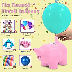 Balloon Pump Electric, Balloon Pump Kit 600W 110V Inflator Air Blower Cute Cartoon Elephant Portable Balloon Air Pump with Tying Tool Dot Glue for Party Wedding Christmas Ceremony Decoration (Pink)