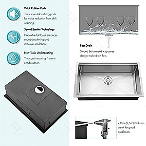 ATTOP Undermount Workstation Kitchen Sink With Faucet,32 Inch Undermount Kitchen Sink Stainless Steel Single Bowl Workstation Sink