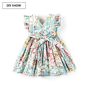 Hanjunzhao Vintage Floral Print Fabric by The Yard, Precuts Cotton Fabric 39 by 63 inches for Quilting, Sewing, Crafts, Home Décor (Green)