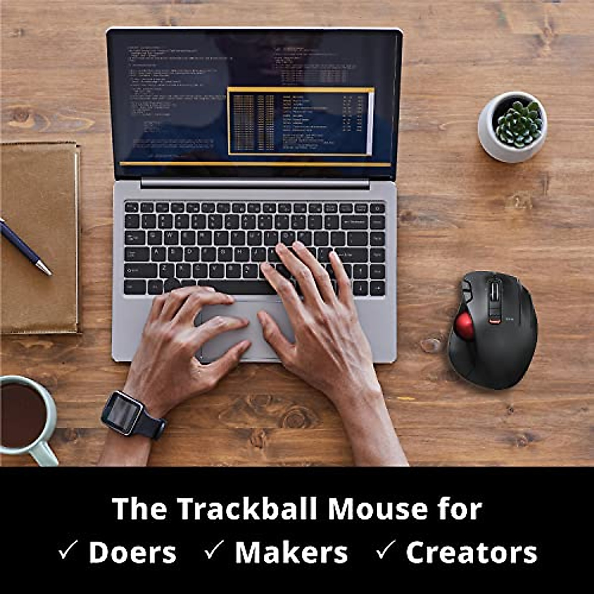 ELECOM EX-G Trackball Mouse, 2.4GHz USB Wireless, Ergonomic Design, Thumb Control, Smooth Precise Tracking Roller Ball, 6 Programmable Buttons, Tilt Scroll, Computer Mice for Laptop PC, Windows & Mac