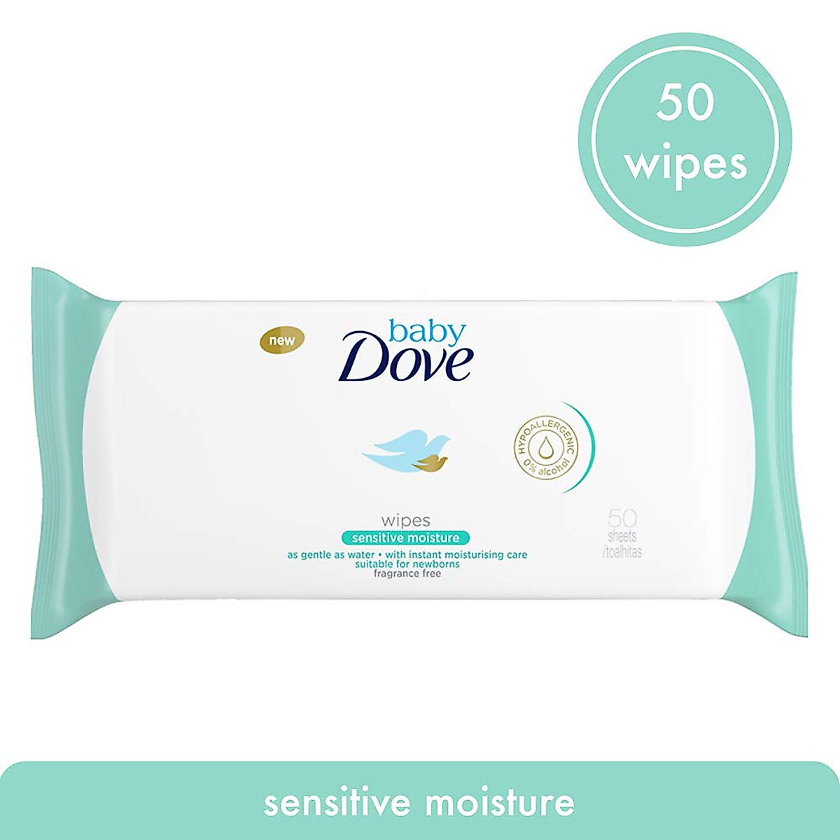 Dove Baby Wipes, Sensitive Moisture, 50 Wipes (Pack of 6)