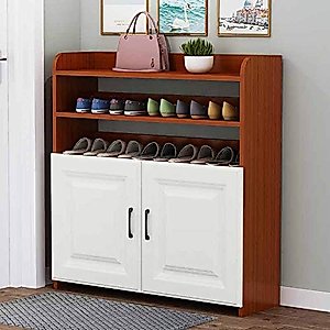 TFIIEXFL Shoe Rack Shelf Console Cabinet Simple Multi-Layer Large Capacity Shoe Cabinet Storage Cabinet Wooden Shoes (Color : Black)