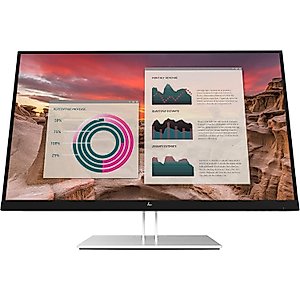 HP E27u G4 QHD USB-C 27 Inch Monitor Desktop PC IPS LCD 60Hz 5ms 16:9 Anti-glare Pivot Height Adjustable VESA Mountable DisplayPort HDMI Port USB Hub Computer Screen, Black/Silver (Renewed)