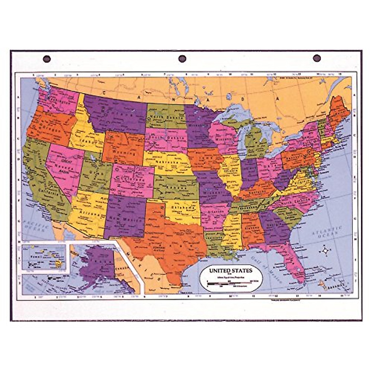 Painless Learning Two Sided Laminated 8 1/2" X 11" United States/World MAP Divider for 3-Ring Binders