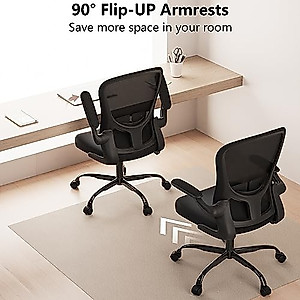 Ergonomic Office Chair, Comfort Swivel Home Office Task Chair, Breathable Mesh Desk Chair, Lumbar Support Computer Chair with Flip-up Arms and Adjustable Height