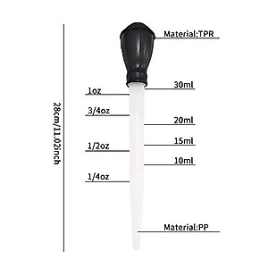 JANEMO Turkey Baster,30ML Heat Resisting Strong Suction Meat Baster,Suitable for Fish Tank Cleaning,Plant Watering,Barbecue,Roasting,Transparent