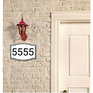 Horizontal White and Black House Number, Address Plaque Sign for Mailbox, Customized for House, Store, Office, Outside, 911 Visibility Signage