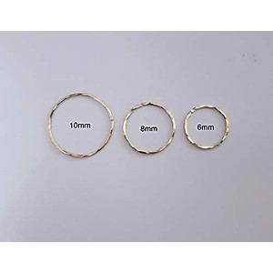 Hand Made Hammered 14K Gold Filled Texture Tiny Hoop Earring Nose Ring Cartilage Huggie Helix Piercing Septum Tragus Sleepers Women Men Teenagers 925 Sterling Silver 14K Rose Gold Fill 22G 20G 24G