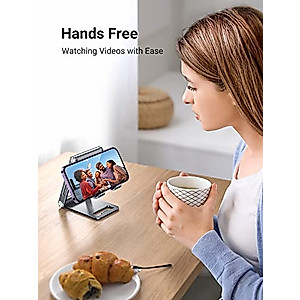 UGREEN Phone Stand for Desk Cell Phone Holder Adjustable Compatible with iPhone 14 13 12 Pro Max 11 XS Max XR X 8 Plus, Nintendo Switch, Aluminum Metal Desktop Phone Stand Portable, Space Grey