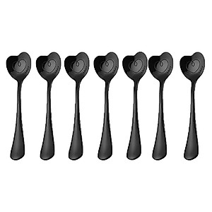 Stainless Steel Spoon Set 7 Pack, Heart Shaped Spoons, Coffee spoon，Dessert Spoon, Ice Cream Spoons, tea spoons，Love spoon, Cute holiday gift (Rose gold, 7)