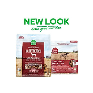 Open Farm Freeze Dried Raw Dog Food, Humanely Raised Meat Recipe with Non-GMO Superfoods and No Artificial Flavors or Preservatives (13.5 Ounce (Pack of 1), Grass Fed Beef Recipe)