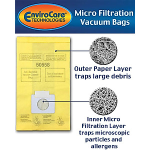 Envirocare Replacement Vacuum Cleaner Bags made to fit Kenmore Canister Type C/Q. 5055, 50557 and 50558 Panasonic Type C-5,15 pack