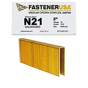 FastenerUSA 2" Leg x 7/16" Crown 16GA GALV N21 Staples 5,000ct | N21J