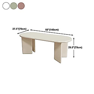 BAYCHEER Contemporary Solid Wood Top Oval Dinette Table Simple Dining Table for Living Room - White 55.1" L x 27.6" W x 29.5" H (Table Only)
