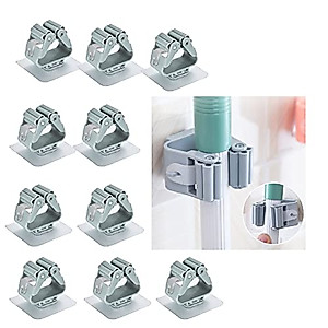 NONGSHAR 10 Packs Broom Holder Wall Mount and Garden Tool Organizer, Closet Storage, Kitchen Rack, Home Organization and Garage Organizer for Rake or Mop Handles Up to 1.25-Inches (10 Pack, Grey)