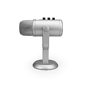 Amazon Basics Professional USB Condenser Microphone with Volume Control and OLED Screen, Silver